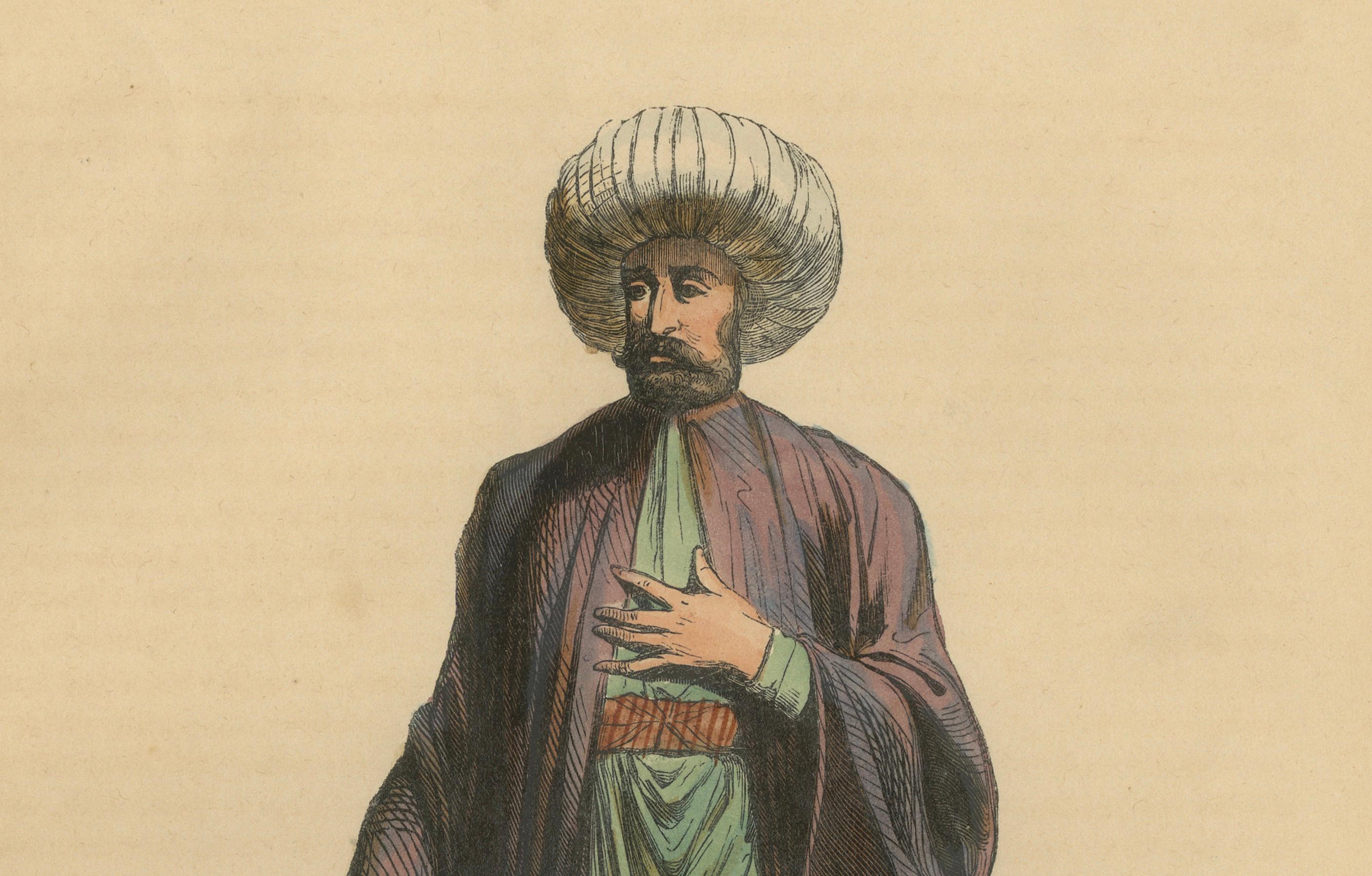 Traditional Islamic Attire of an Imam from Turkey, 1844 Lithograph For ...