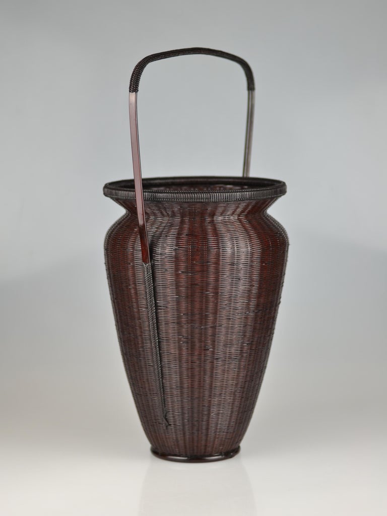 Traditional Japanese Bamboo Flower Basket by Tanabe Chikuunsai II For ...