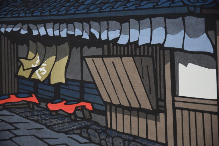 Traditional Japanese Woodblock Print of a Traditional Kyoto Town House ...
