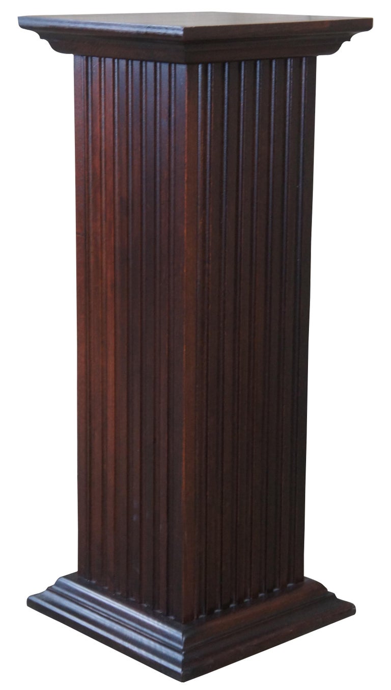 Traditional Mahogany Finished Square Column Pedestal Plant Stand ...