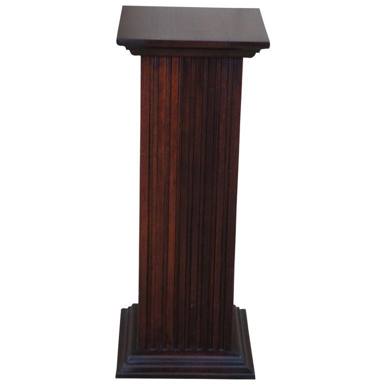 Traditional Mahogany Finished Square Column Pedestal Plant Stand ...