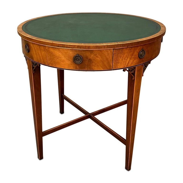 Traditional Mahogany with Inlay Green Leather Game Table and Table For ...