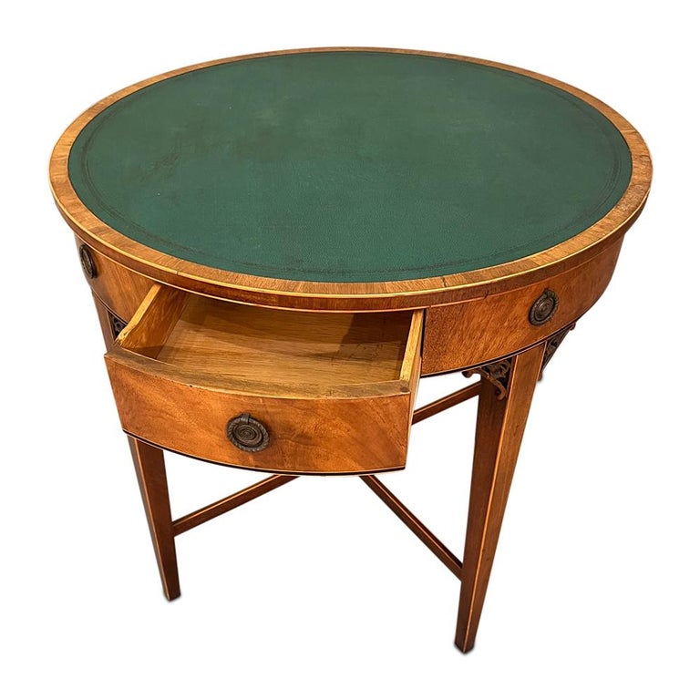 Traditional Mahogany with Inlay Green Leather Game Table and Table For ...