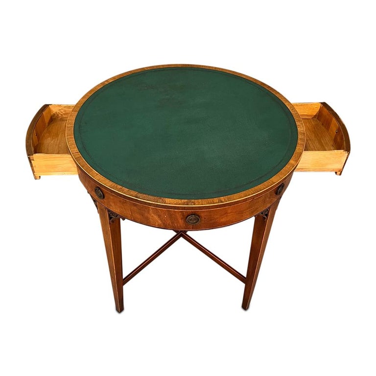 Traditional Mahogany with Inlay Green Leather Game Table and Table For ...
