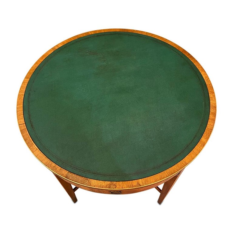Traditional Mahogany with Inlay Green Leather Game Table and Table For ...