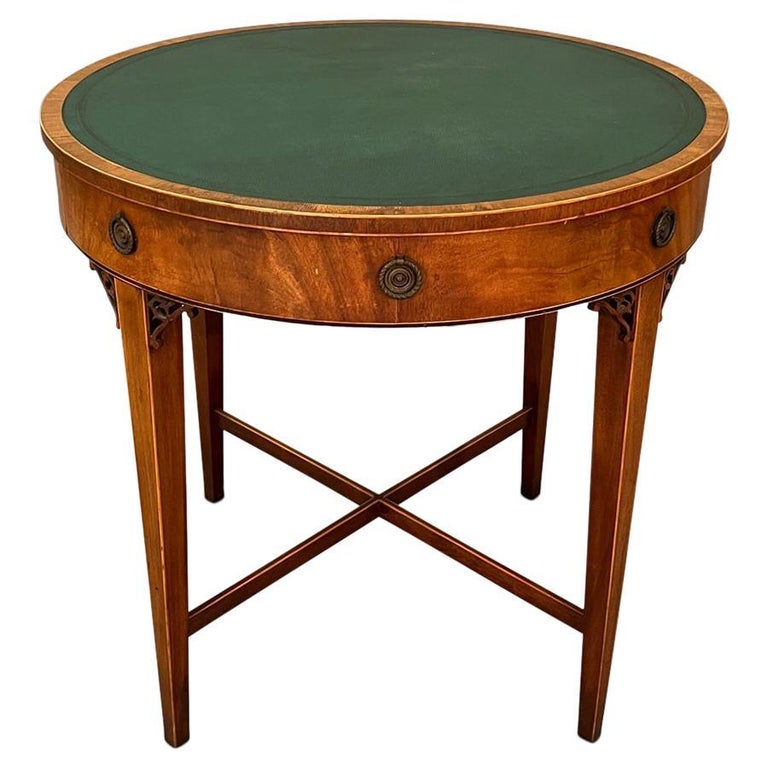 Traditional Mahogany with Inlay Green Leather Game Table and Table For ...