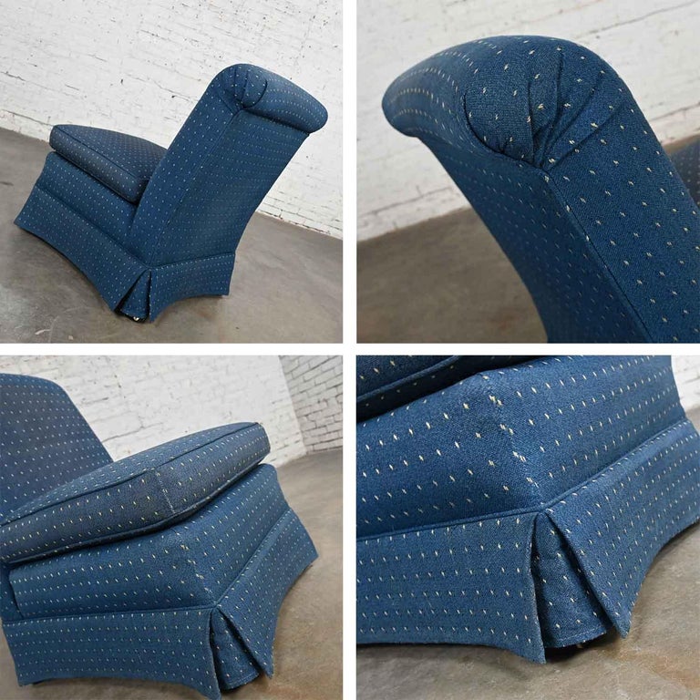 Traditional or Hollywood Regency Blue Rolled Back Slipper Chair with ...