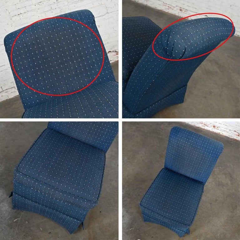 Traditional or Hollywood Regency Blue Rolled Back Slipper Chair with ...