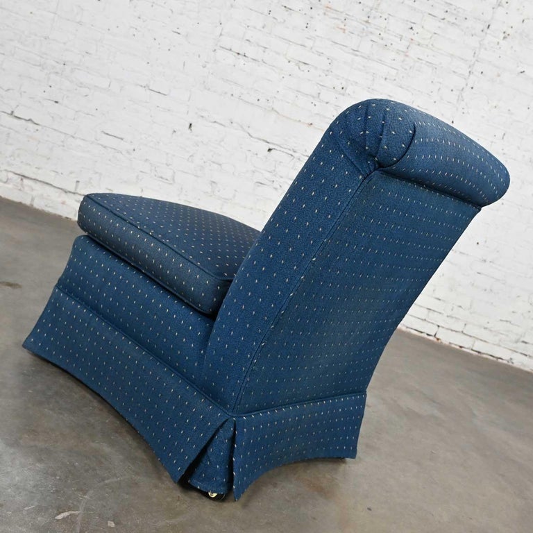 Traditional or Hollywood Regency Blue Rolled Back Slipper Chair with ...
