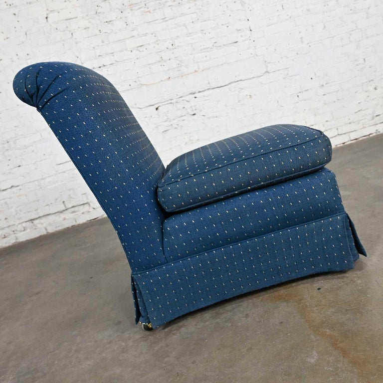 Traditional or Hollywood Regency Blue Rolled Back Slipper Chair with ...