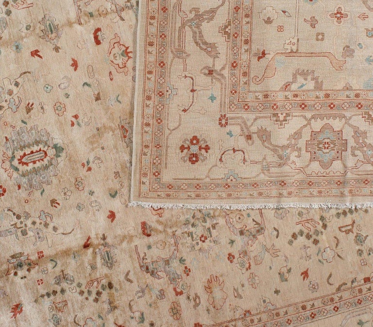 Traditional Pakistani Beige Wool Area Rug with Floral Motif For Sale at ...