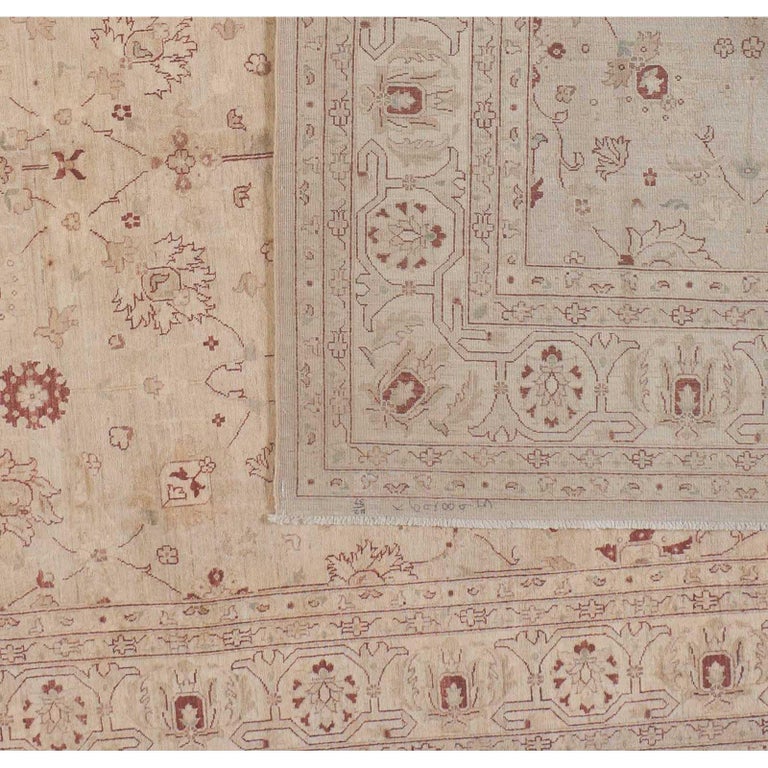 Traditional Pakistani Floral Motif in Beige with Red For Sale at 1stDibs