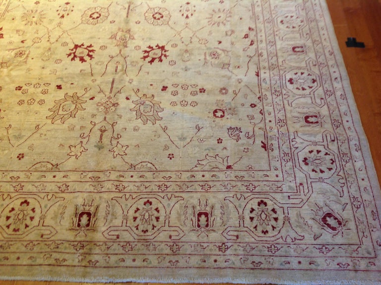 Traditional Pakistani Floral Motif in Beige with Red For Sale at 1stDibs