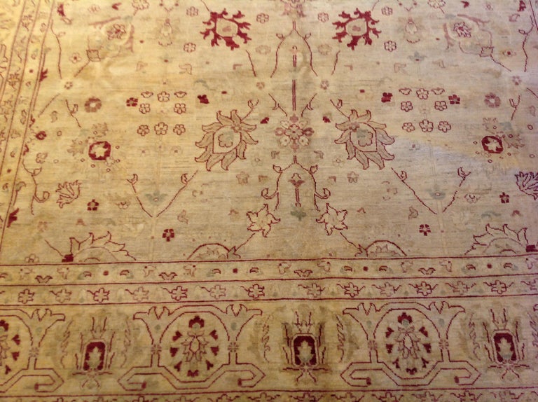 Traditional Pakistani Floral Motif in Beige with Red For Sale at 1stDibs