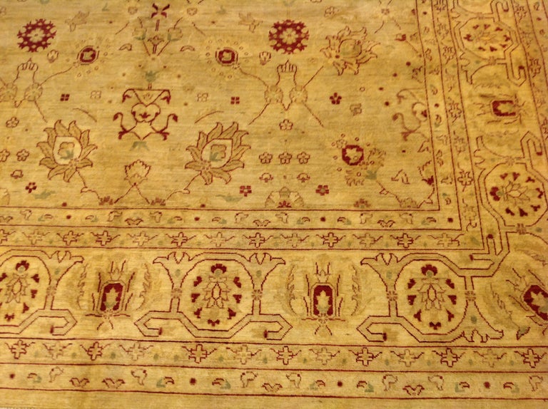 Traditional Pakistani Floral Motif in Beige with Red For Sale at 1stDibs
