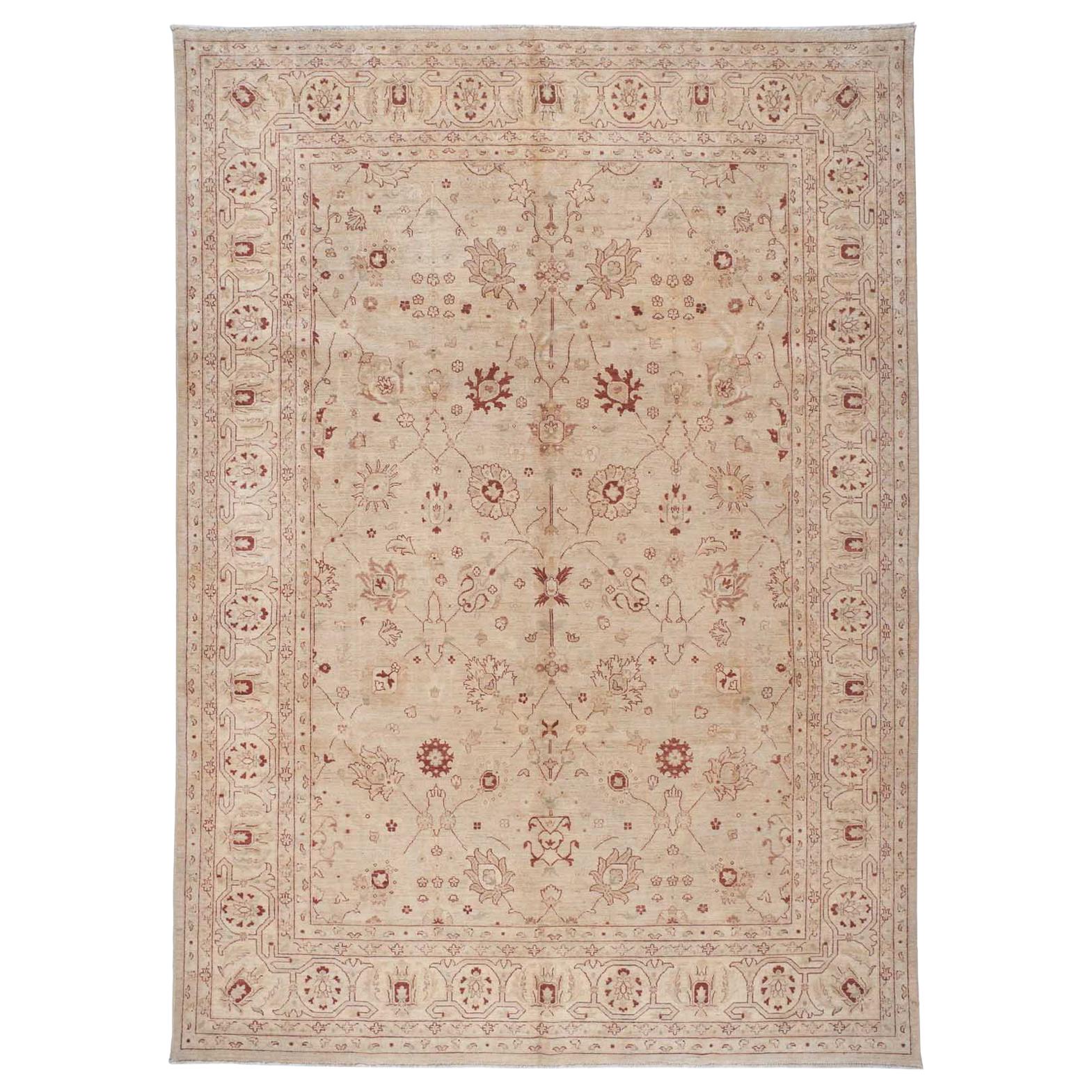 Traditional Pakistani Beige Floral Rug with Red and Teal For Sale at ...