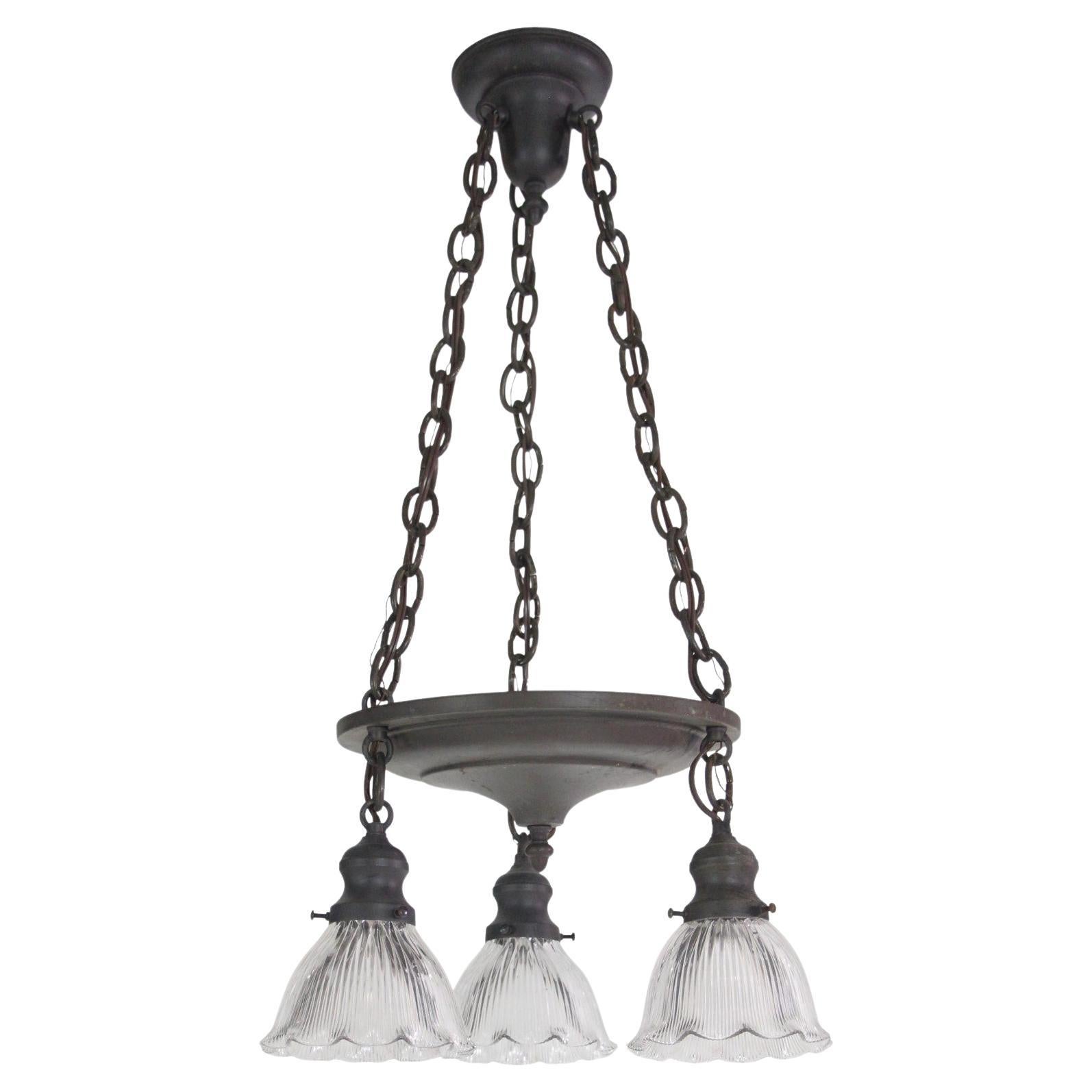 Edwardian Pan Light with Cut Out Amber Glass Shades (4-light) For Sale ...