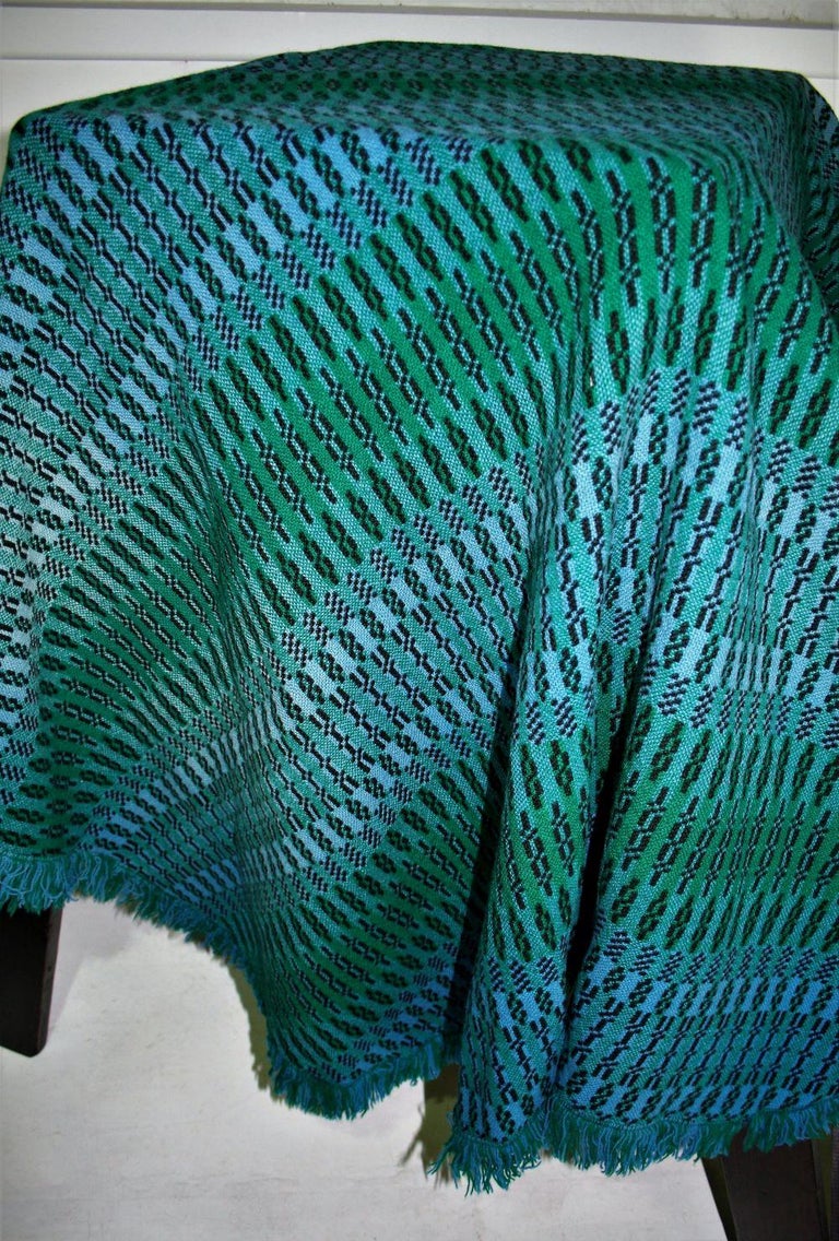Traditional Pure Welsh Wool Tapestry Blanket in a Deep Green and Blue ...