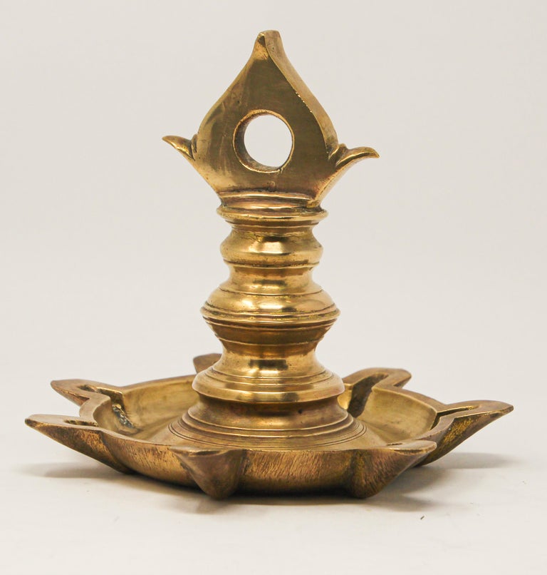 Traditional Religious Oil Brass Diya Temple Lamp For Sale at 1stDibs