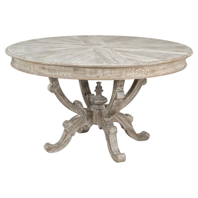 Traditional Round Greyed Dining Table For Sale at 1stDibs