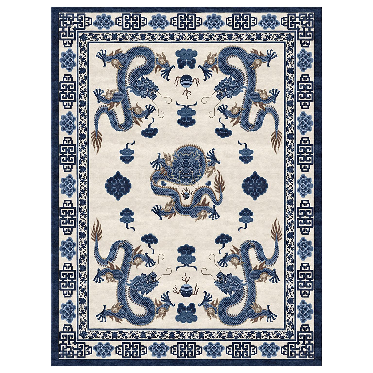 Traditional Chinoiserie Silk Rug gold colorful - Chinese Phoenix ...