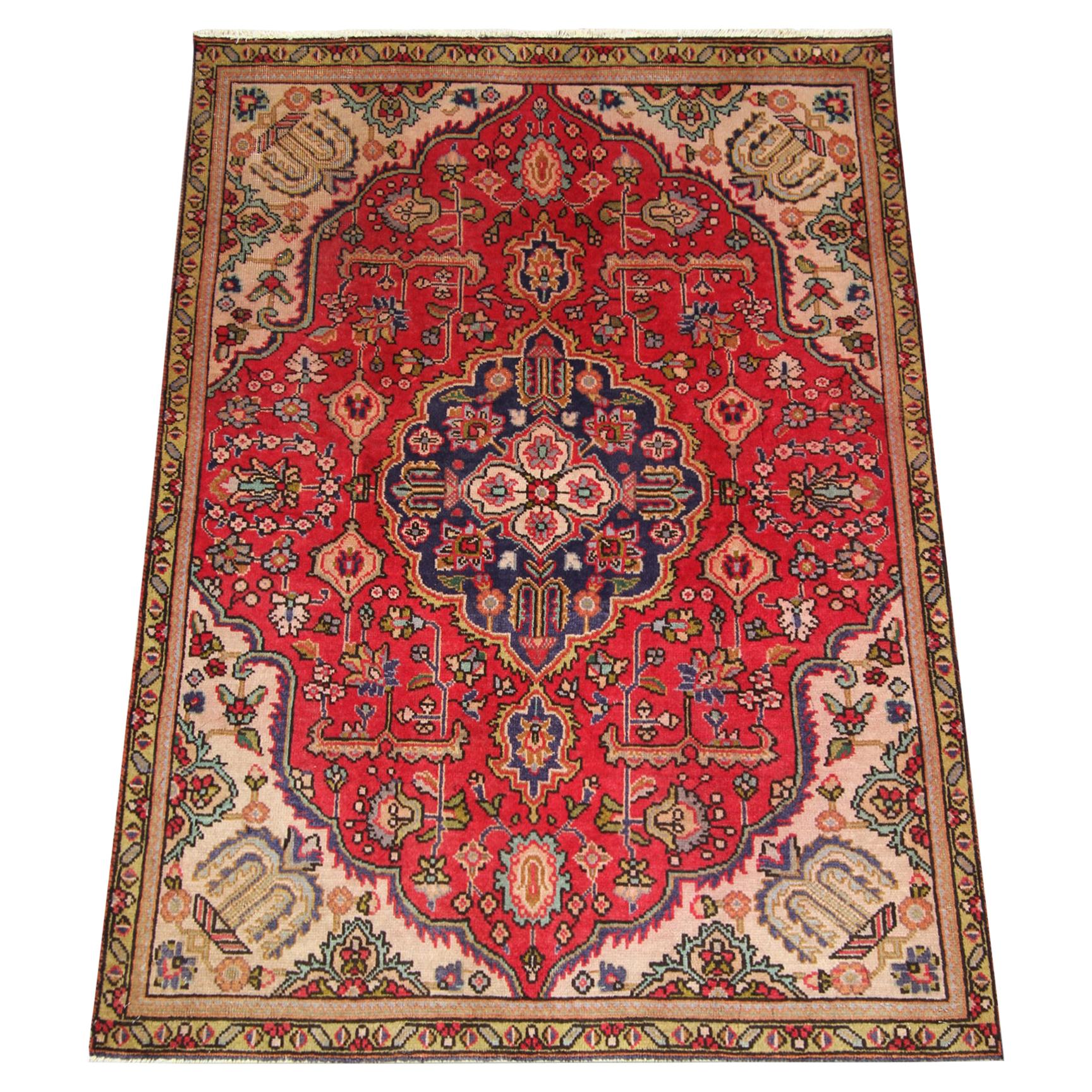 Red Geometric Wool Oriental Rug, Traditional Carpet Handwoven Area Rug ...