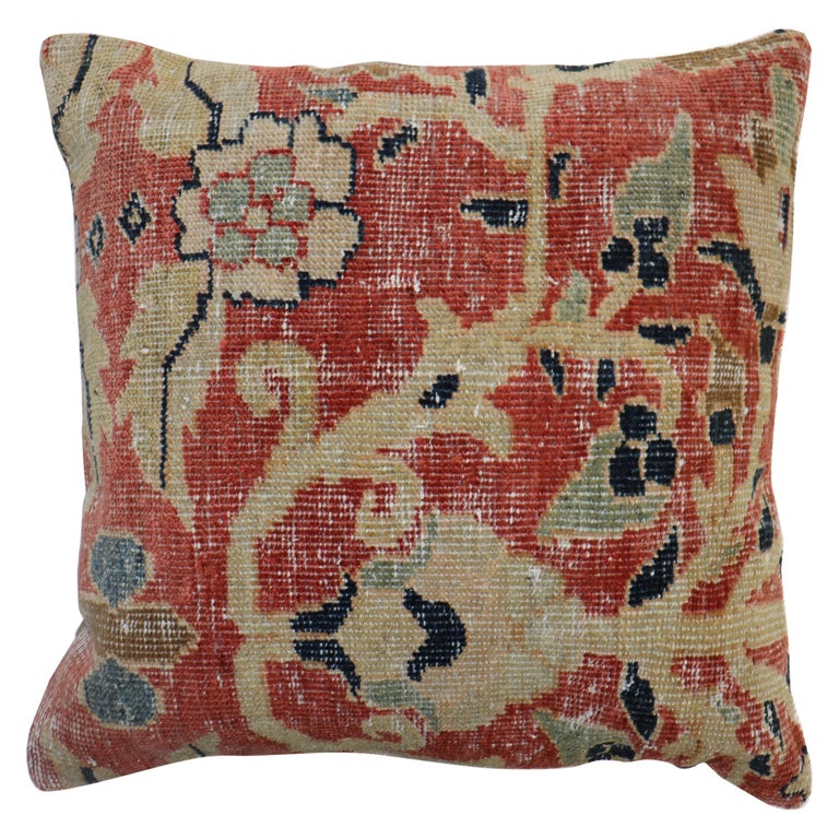 Traditional Rust Color Persian Mahal Rug Pillow, Early 20th Century at ...