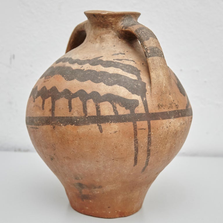 Traditional Rustic Hand Painted Ceramic Vase For Sale at 1stDibs
