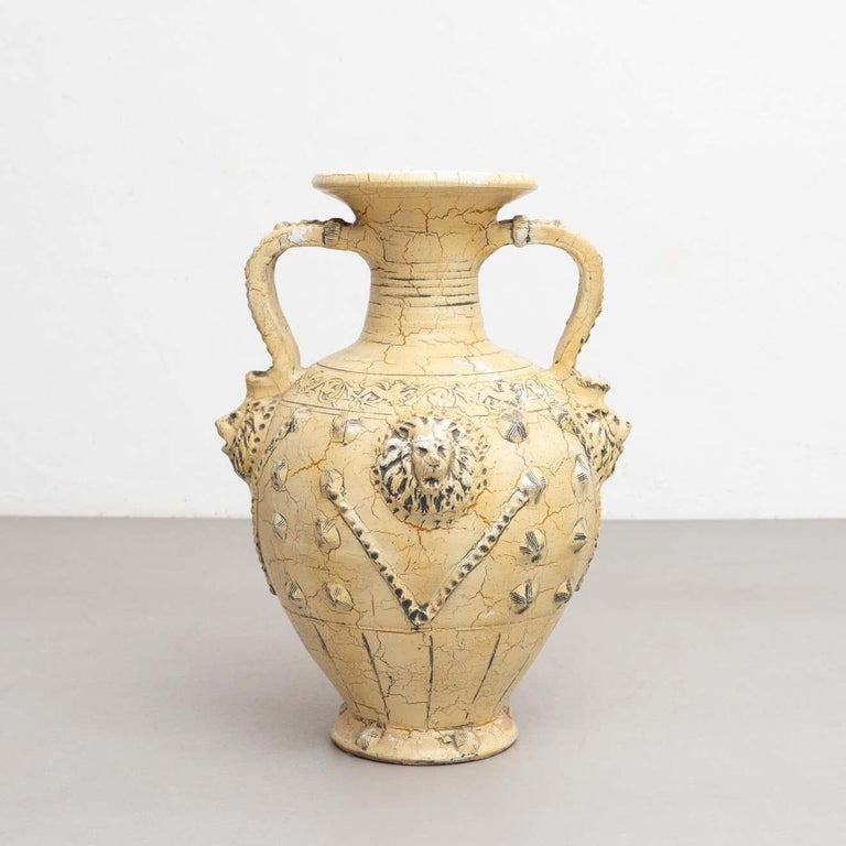 Traditional Rustic Large Ceramic Vase, circa 1940 For Sale at 1stDibs