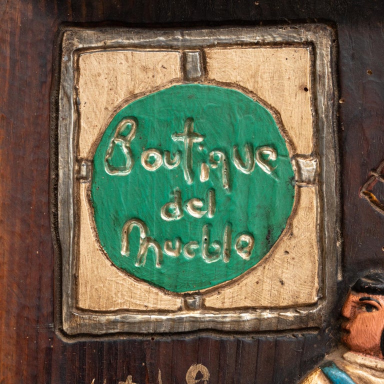 Traditional Rustic Wood Carved Artwork from Spain, circa 1970 For Sale ...