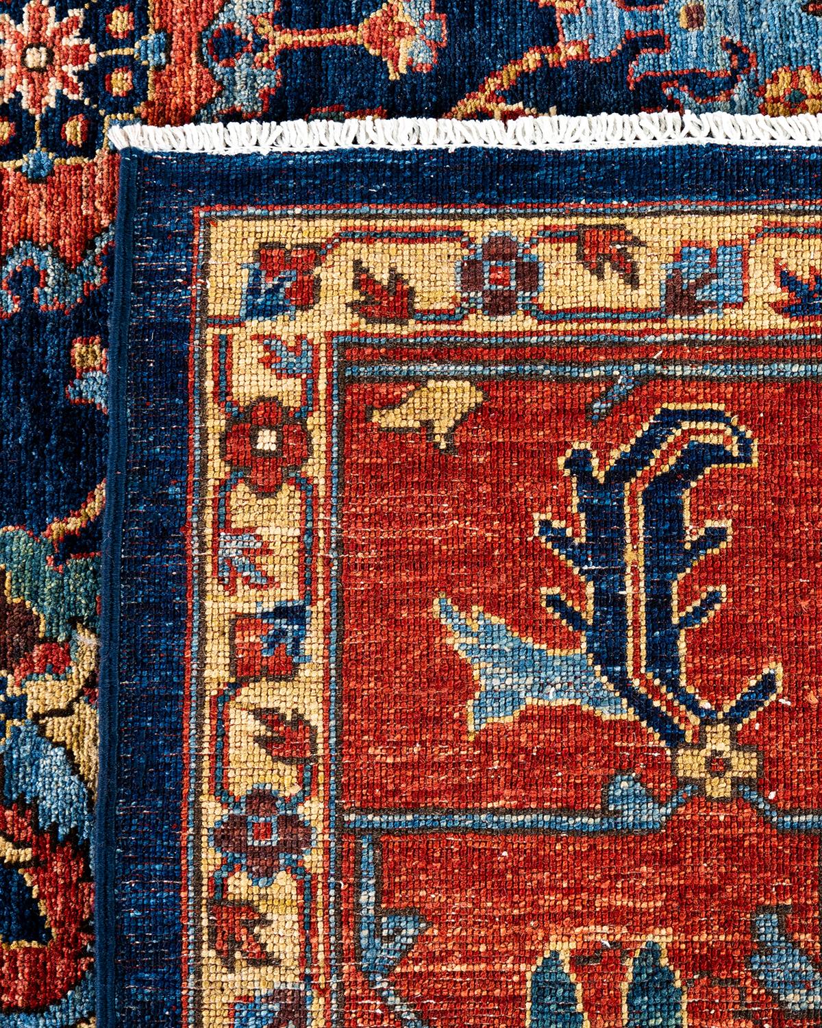 Traditional Serapi Hand Knotted Wool Blue Area Rug For Sale at 1stDibs