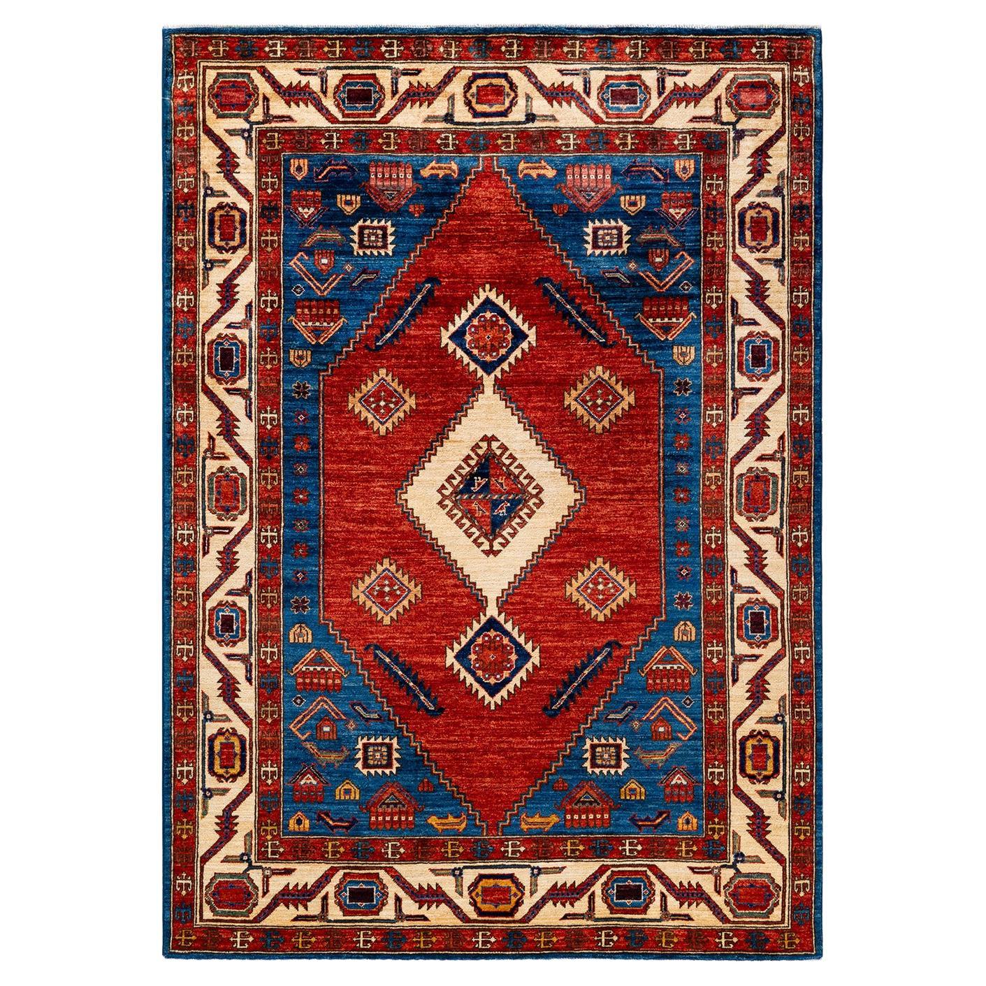 Traditional Serapi Hand Knotted Wool Pink Area Rug For Sale at 1stDibs
