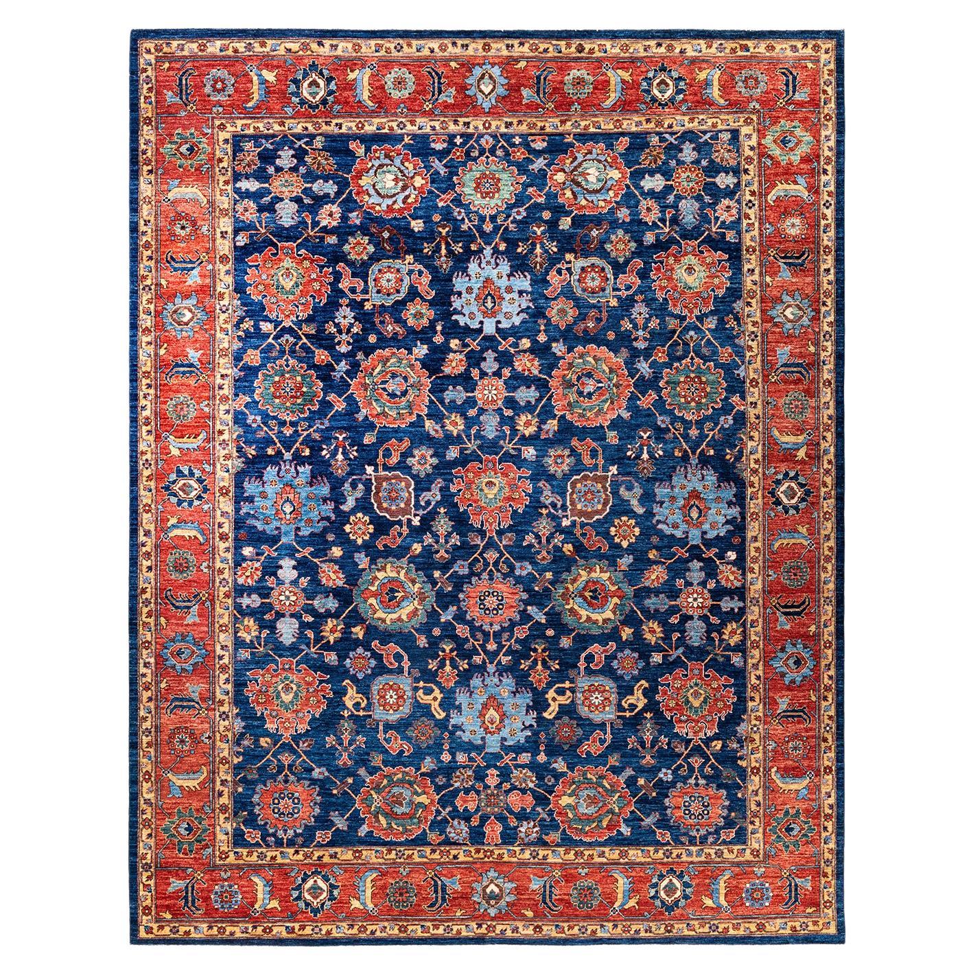 Traditional Serapi Hand Knotted Wool Blue Area Rug For Sale at 1stDibs