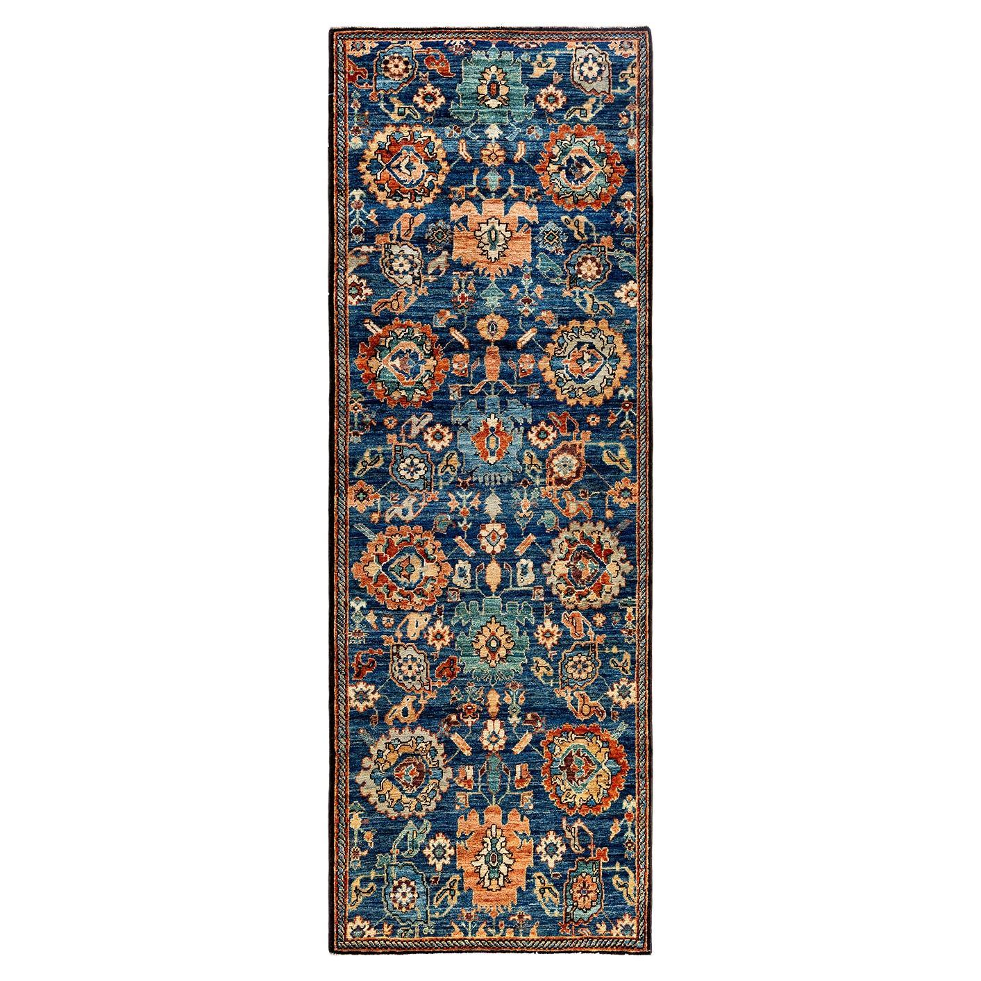 Traditional Serapi Hand Knotted Wool Blue Runner 2' 8" x 12' 3" For ...