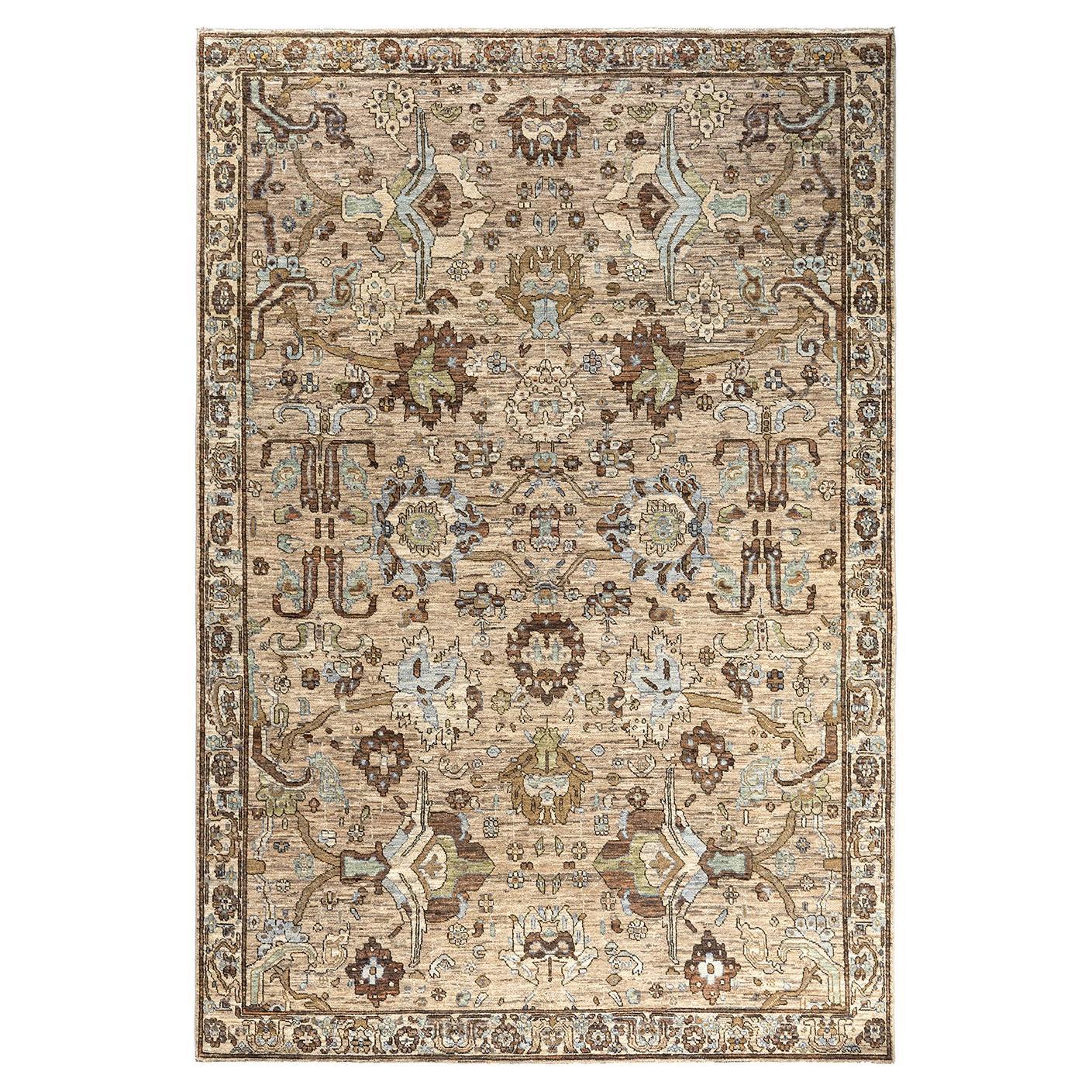 Traditional Serapi Hand Knotted Wool Brown Area Rug For Sale at 1stDibs