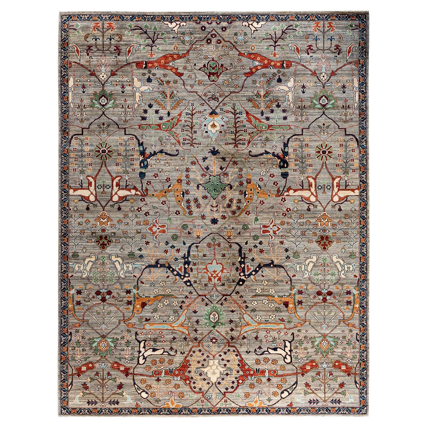 Traditional Serapi Hand Knotted Wool Gray Area Rug 9' 4" x 11' 8" For ...