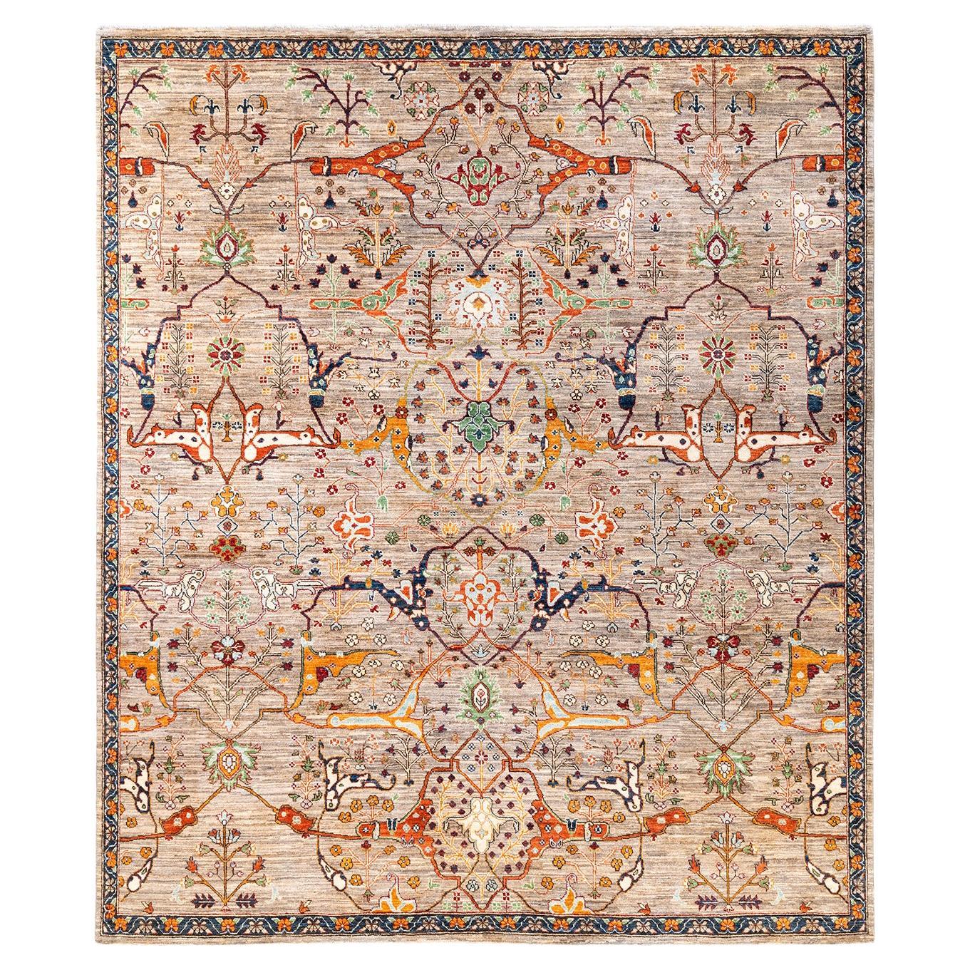 Traditional Serapi Hand Knotted Wool Ivory Area Rug at 1stDibs