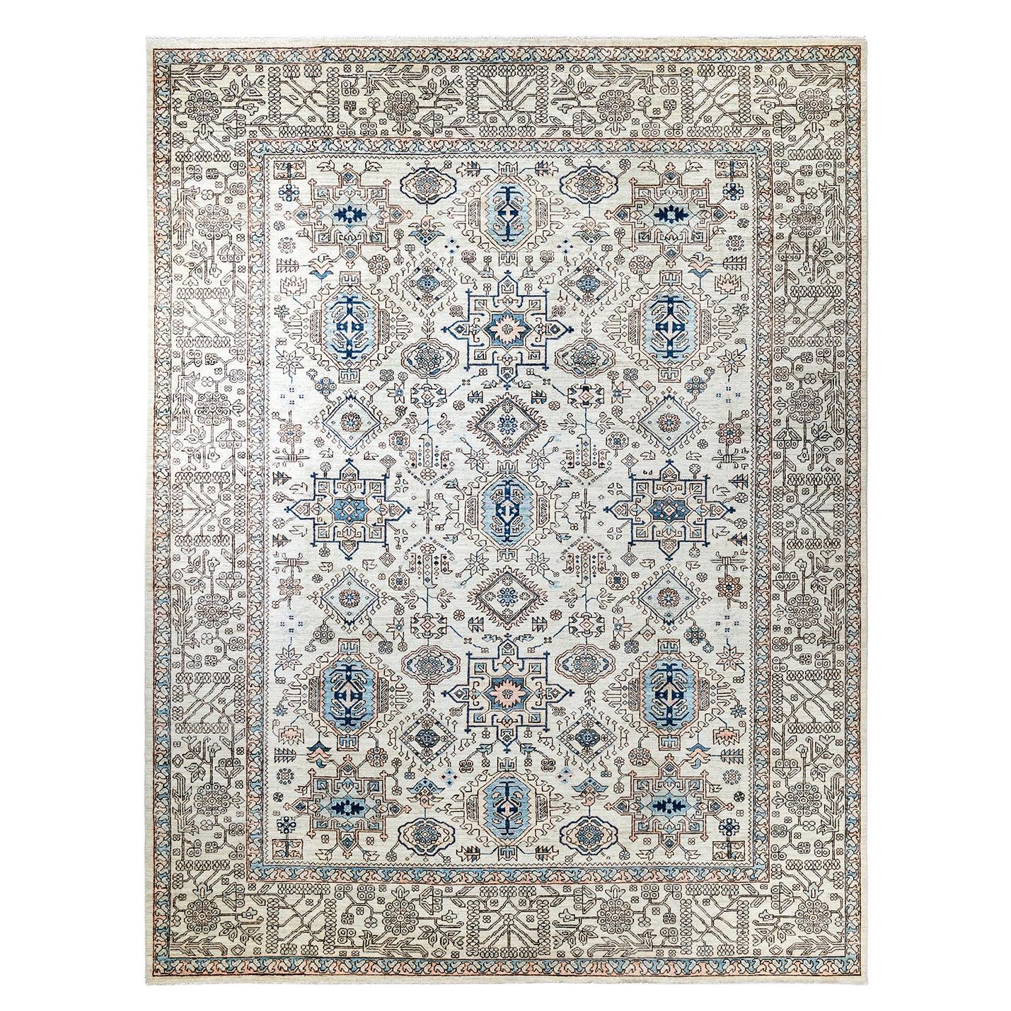 Traditional Serapi Hand Knotted Wool Ivory Area Rug 4' 2" x 5' 9" For ...