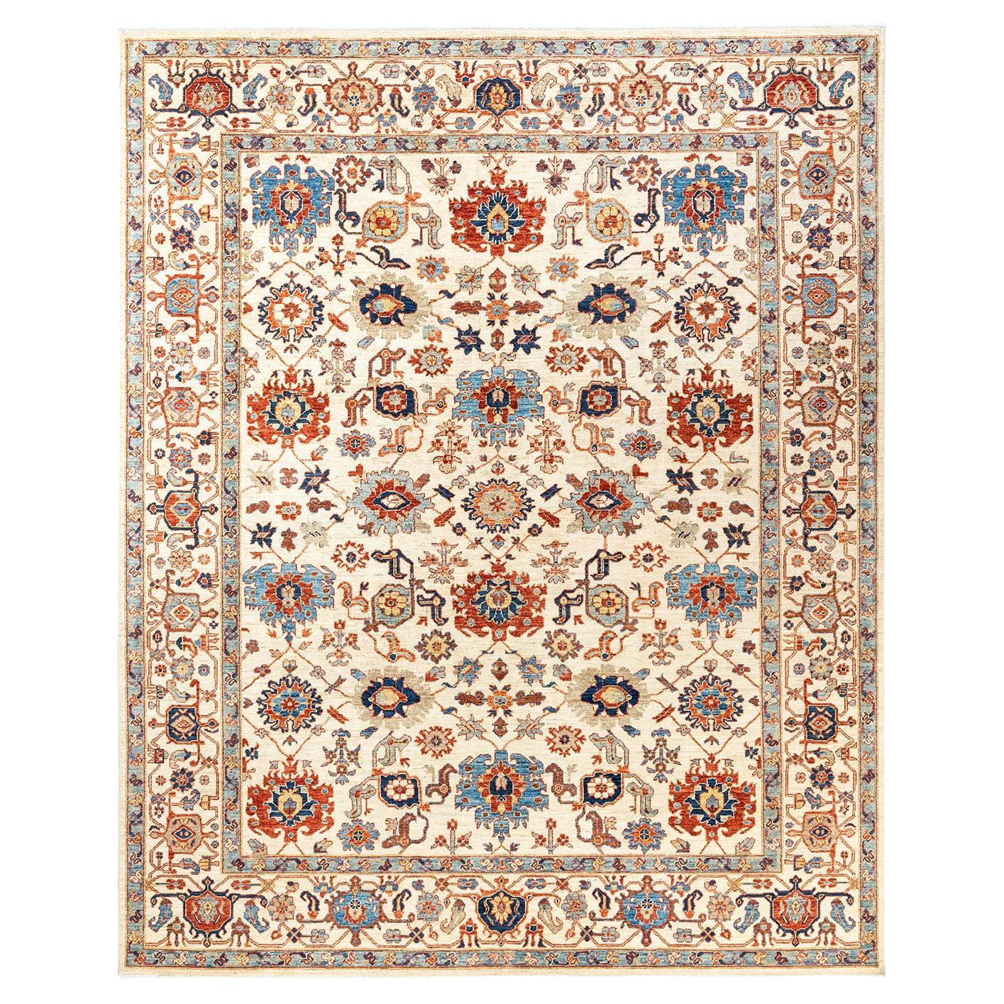 Traditional Serapi Hand Knotted Wool Ivory Area Rug For Sale at 1stDibs