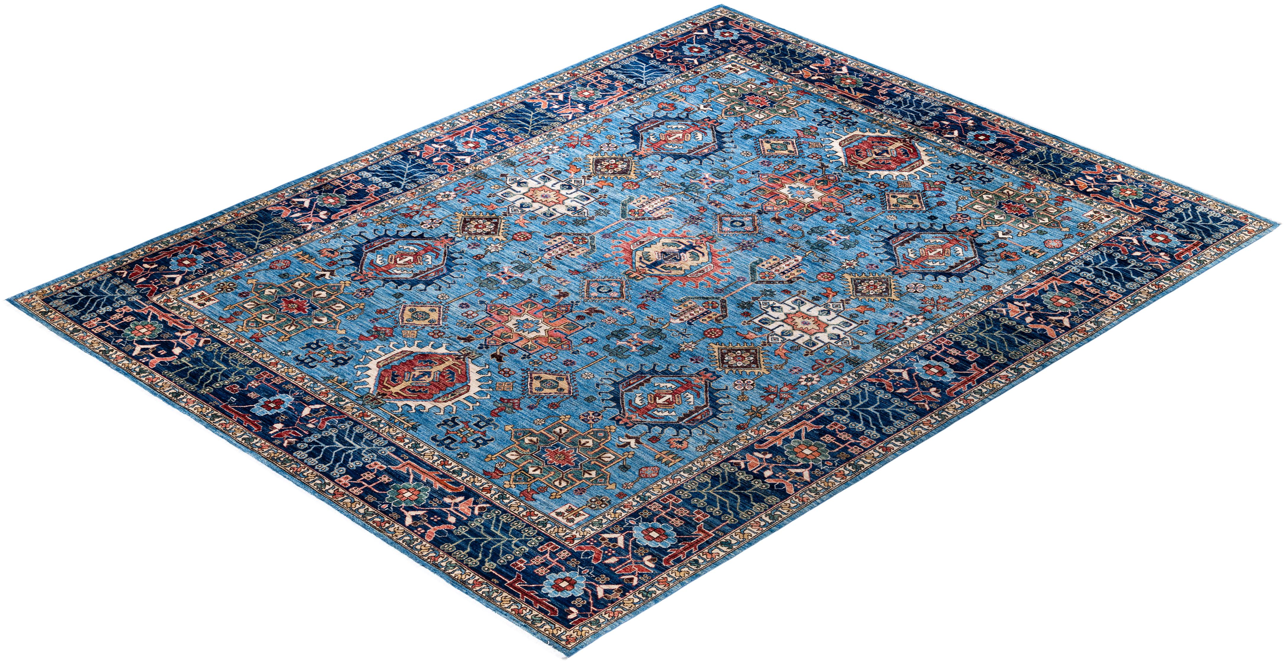 Traditional Serapi Hand Knotted Wool Light Blue Area Rug For Sale at ...