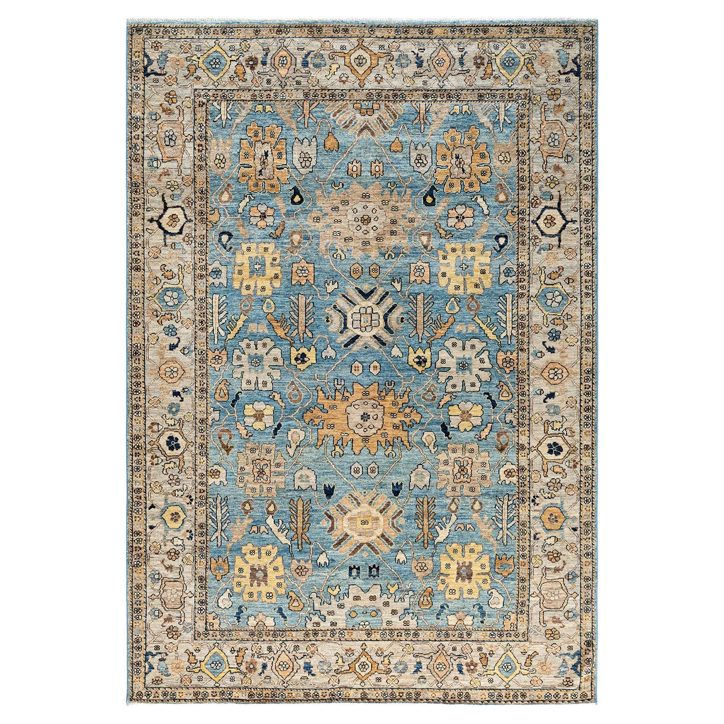 Traditional Serapi Hand Knotted Wool Light Blue Area Rug For Sale at ...