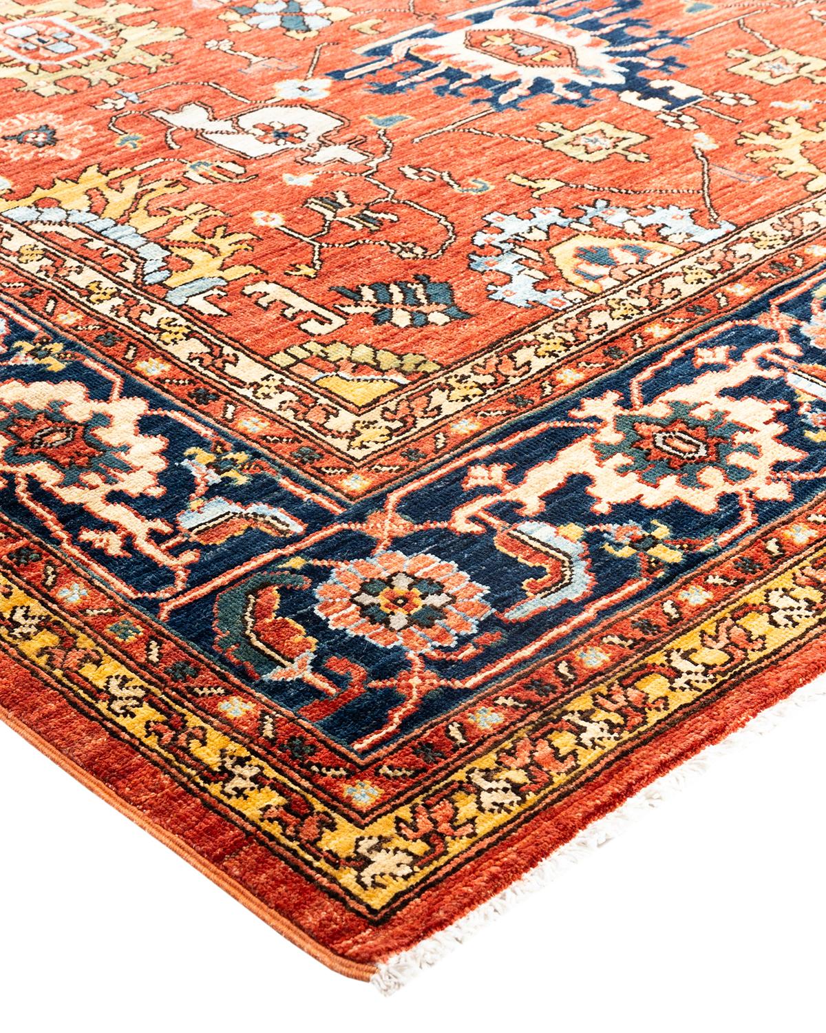 Traditional Serapi Hand Knotted Wool Red Area Rug For Sale at 1stDibs