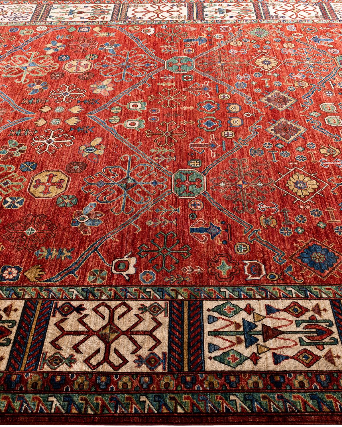 Traditional Serapi Hand Knotted Wool Red Area Rug For Sale at 1stDibs