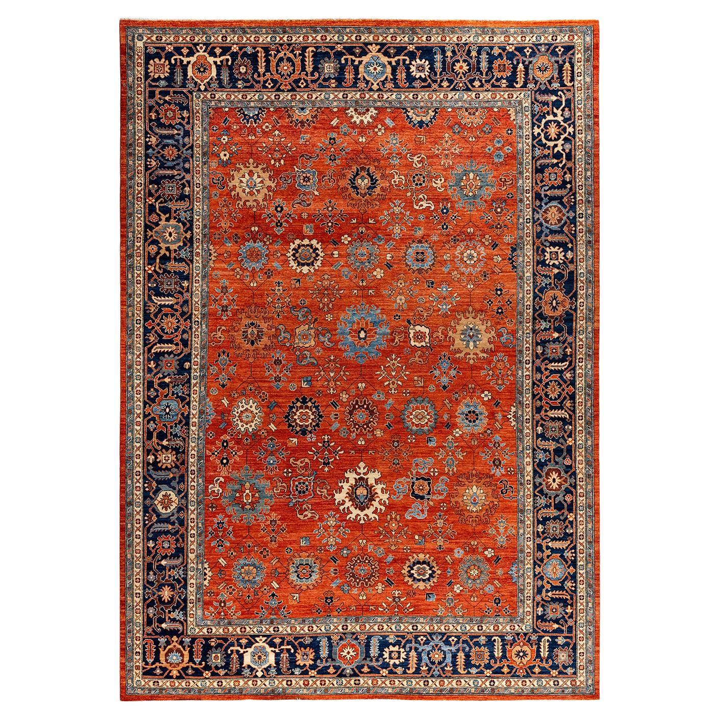 Traditional Serapi Hand Knotted Wool Red Area Rug For Sale at 1stDibs