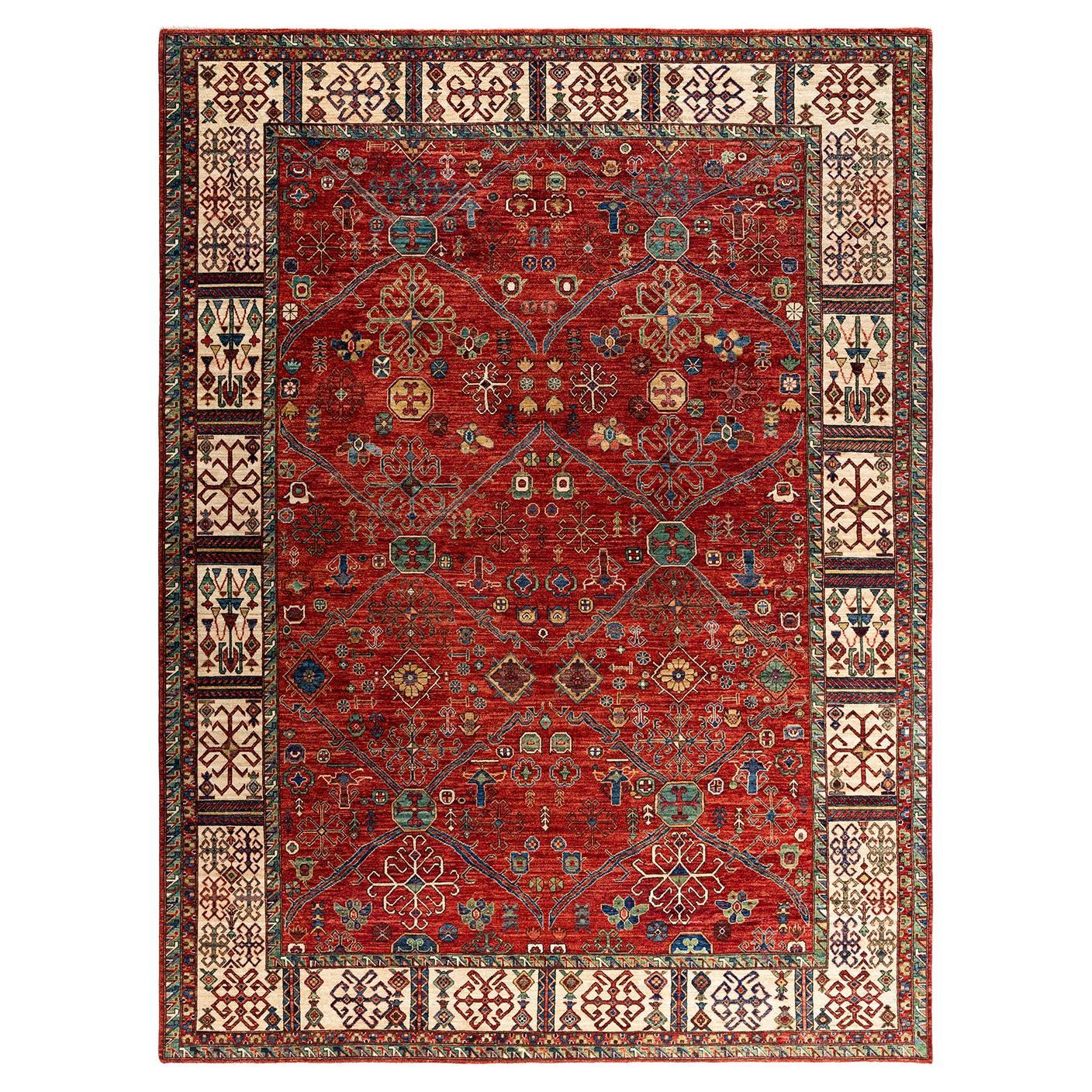 Traditional Serapi Hand Knotted Wool Red Area Rug For Sale at 1stDibs