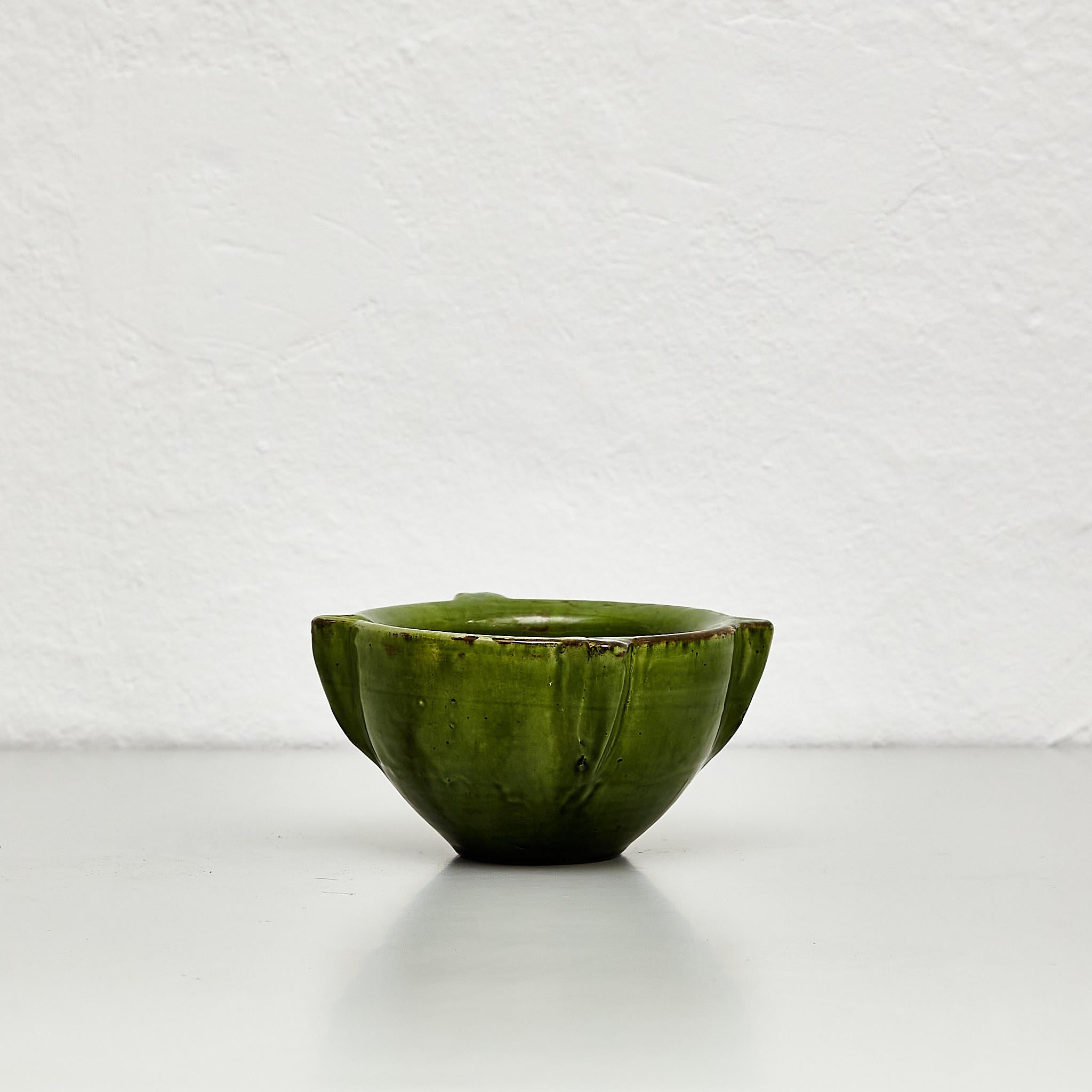 Traditional Spanish Green Ceramic Mortar, circa 1950 For Sale at 1stDibs