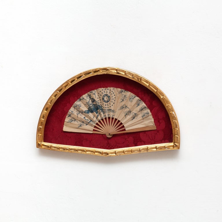 Traditional Spanish Paper Fan in a Guilted Frame, circa 1920 For Sale ...