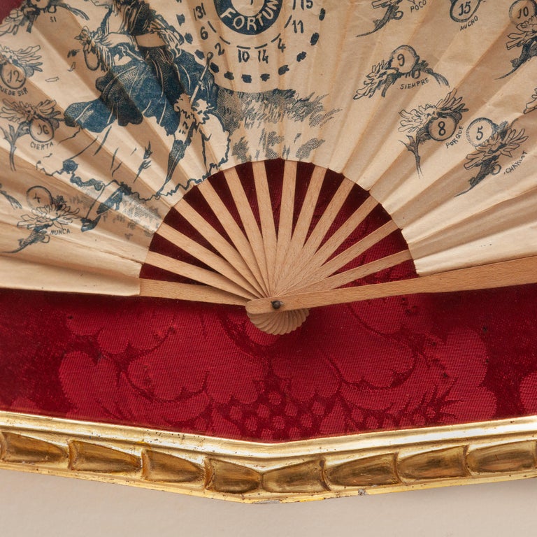 Traditional Spanish Paper Fan in a Guilted Frame, circa 1920 For Sale ...