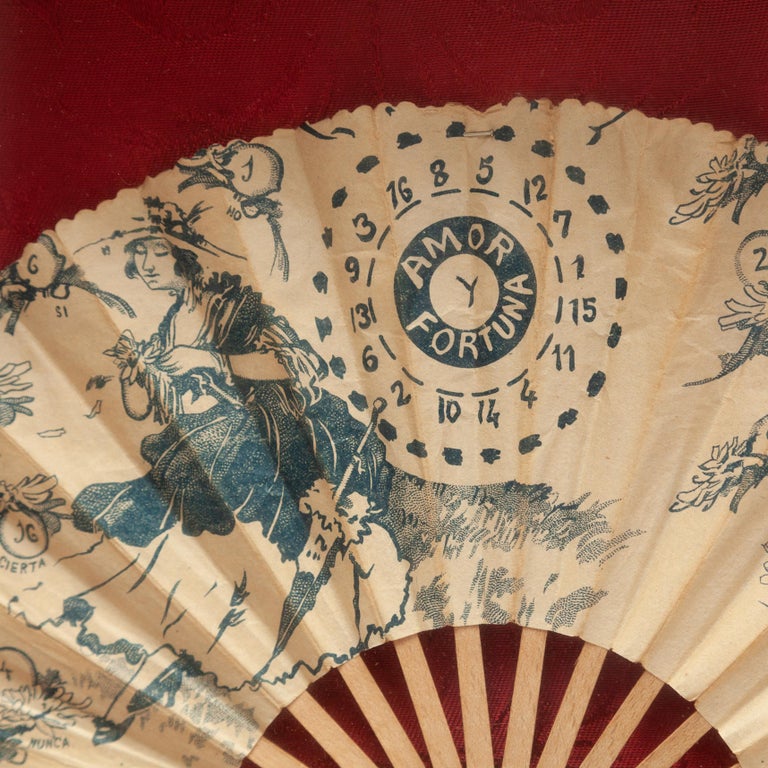 Traditional Spanish Paper Fan in a Guilted Frame, circa 1920 For Sale ...