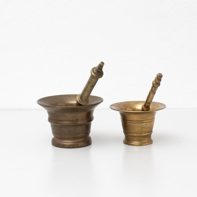 Traditional Spanish Set of Two Vintage Metal Mortar, circa 1950 For ...